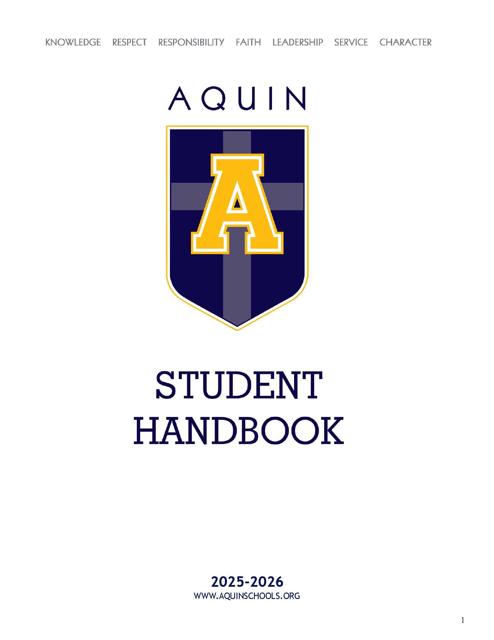 Student Handbook - Aquin Catholic Schools